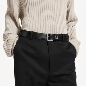Balenciaga Logo Buckle Leather Belt