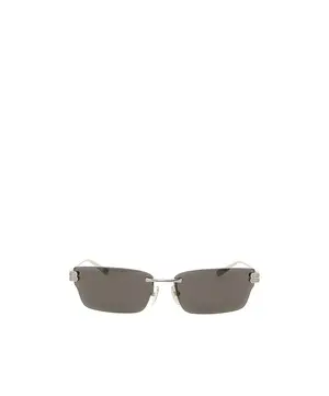 Balenciaga Gossip Rectangular Rimless Sunglasses - Silver