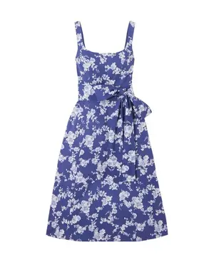 Carolina Herrera Lace-up Floral Print Dress - Blue