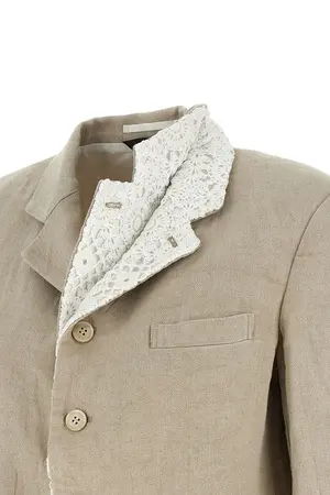 Comme Des Garçons Lace Detailed Linen Blazer