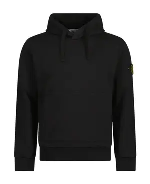 Stone Island Logo Patch Drawstring Hoodie - Black