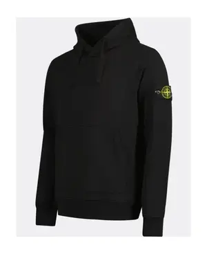 Stone Island Logo Patch Drawstring Hoodie - Black