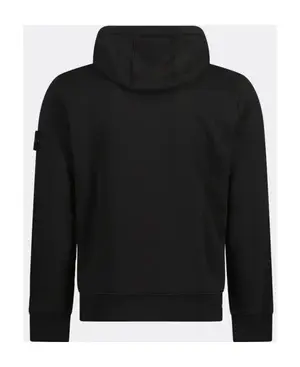 Stone Island Logo Patch Drawstring Hoodie - Black