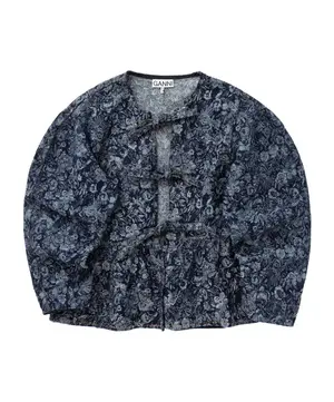GANNI Floral-pattern Denim Blouse