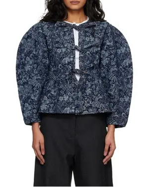 GANNI Floral-pattern Denim Blouse