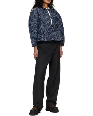 GANNI Floral-pattern Denim Blouse