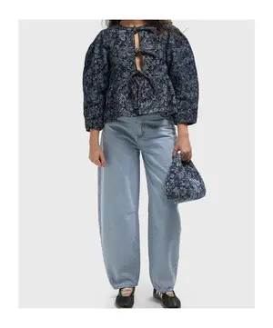 GANNI Floral-pattern Denim Blouse