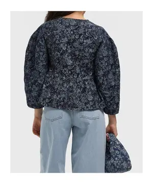GANNI Floral-pattern Denim Blouse