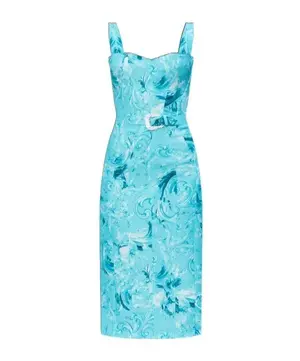 Versace Barocco Belted Midi Dress
