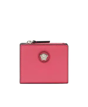Versace La Medusa Plaque Bi-fold Wallet - Red