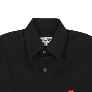 Comme Des Garçons Long Sleeve Shirt With Embroidered Heart - Black