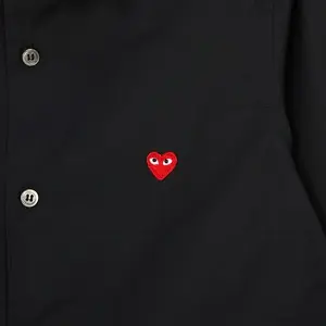 Comme Des Garçons Long Sleeve Shirt With Embroidered Heart - Black