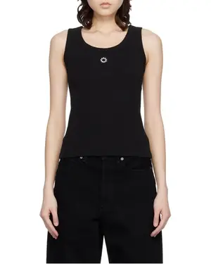 Kenzo Boke Flower 2.0 Embroidered Rib Tank Top - Black