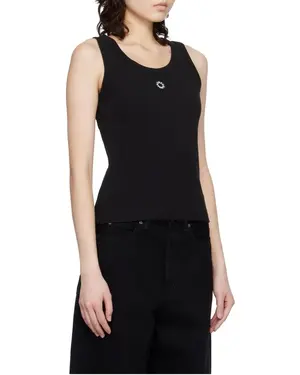 Kenzo Boke Flower 2.0 Embroidered Rib Tank Top - Black
