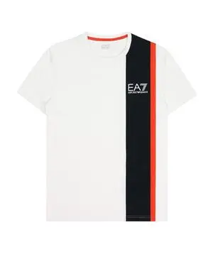 EA7 Logo Printed T-shirt With Round Neck - White