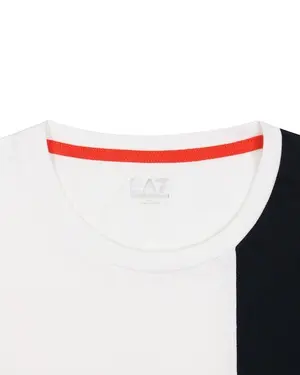 EA7 Logo Printed T-shirt With Round Neck - White