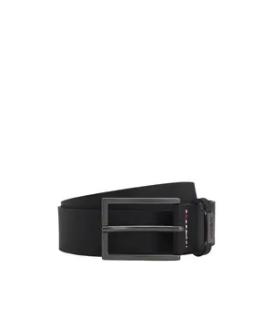 Hugo Boss Leather Belt With Logo Plaque Buckle - Black