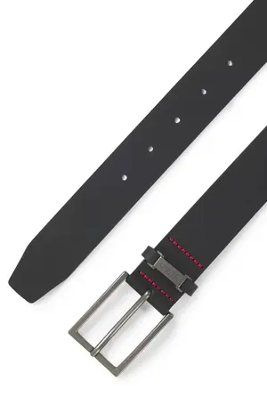 Hugo Boss Leather Belt With Logo Plaque Buckle - Black