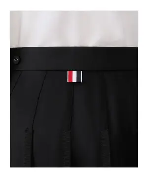 Thom Browne Pleated Midi Skirt With Rwb Detail - Black