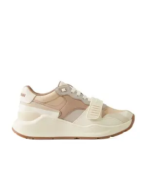 Burberry Check Panelled Detail Sneakers - Nude