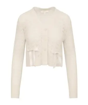 LoveShackFancy Lilly Cropped Knit Cardigan - Frosted Candy