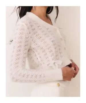 LoveShackFancy Lilly Cropped Knit Cardigan - Frosted Candy