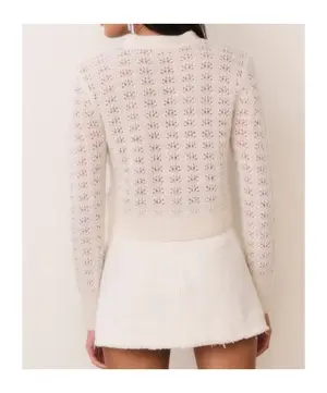 LoveShackFancy Lilly Cropped Knit Cardigan - Frosted Candy