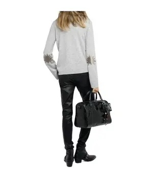 Zadig&Voltaire Crewneck Knitted Jumper With Leather Elbow Patches