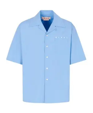 Marni Camp-collar Logo Shirt - Blue