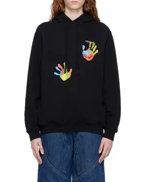 Off-White Graphic Print Logo Embroidered Hoodie