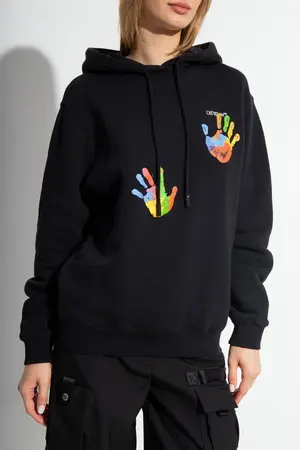 Off-White Graphic Print Logo Embroidered Hoodie