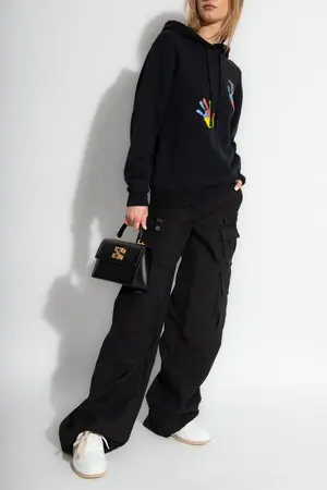 Off-White Graphic Print Logo Embroidered Hoodie