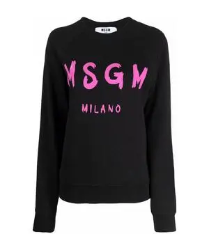 MSGM Logo Print Cotton Sweatshirt - Black