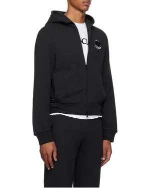 Moncler Zip-up Hoodie With Textured Logo Patch