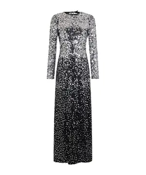 Rabanne Sequin Embellished Long Sleeve Maxi Dress