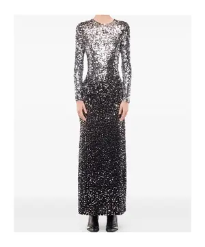 Rabanne Sequin Embellished Long Sleeve Maxi Dress