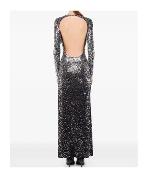 Rabanne Sequin Embellished Long Sleeve Maxi Dress