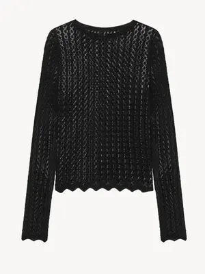 Saint Laurent Pointelle Cropped Knitted Top