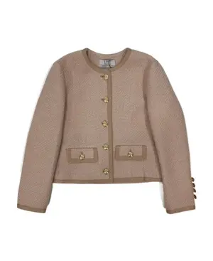 MIUCCIA Logo Round Collar Casual Jacket