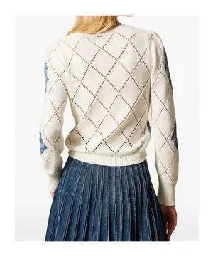 TWINSET Diamond Pattern Floral Sweater