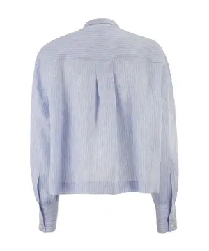 Fabiana Filippi Striped Embellished Mandarin Collar Shirt