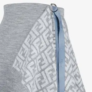 Fendi Asymmetrical Hem Midi Skirt With Ff Pattern