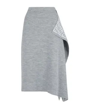 Fendi Asymmetrical Hem Midi Skirt With Ff Pattern