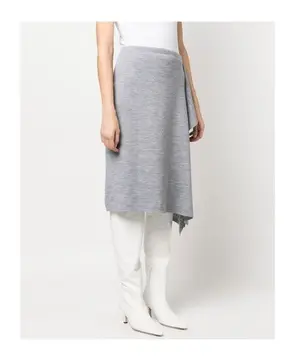 Fendi Asymmetrical Hem Midi Skirt With Ff Pattern