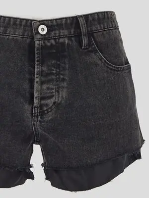 Miu Miu Low Waist Denim Shorts With Logo Detail