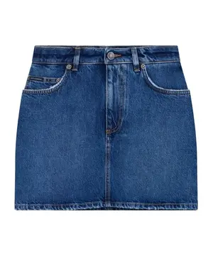 Dolce & Gabbana Logo Plaque Denim Mini Skirt - Blue