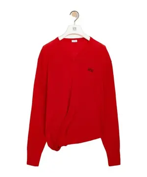 Loewe Asymmetrical Knitted Jumper - Red