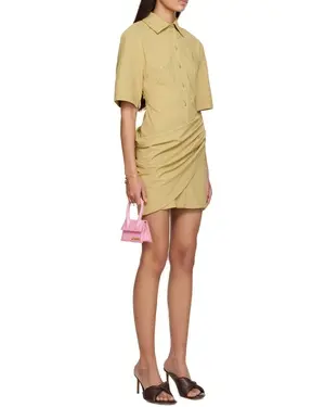 Jacquemus Draped Mini Shirt Dress - Nude