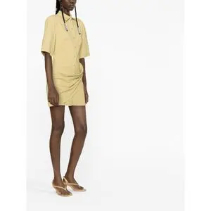 Jacquemus Draped Mini Shirt Dress - Nude