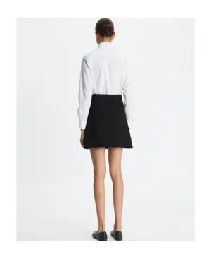 Tory Burch A-line Tweed Mini Skirt With Tassel Hem
